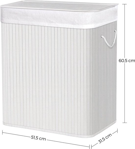 TA Design Wasmand 100 L, Bamboe Wasmand, Wasmand met Handvaten, Deksel ...
