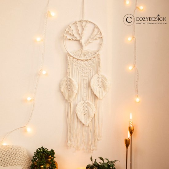 Macramé wanddecoratie met verlichting - Wandkleed - Bohemian ...