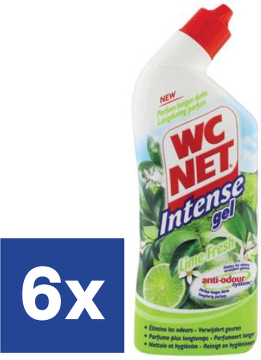 WC Net - Intense Gel - Lime fresh - WC Reiniger - 6 x 750 ml - Voordeelverpakking | bol.com