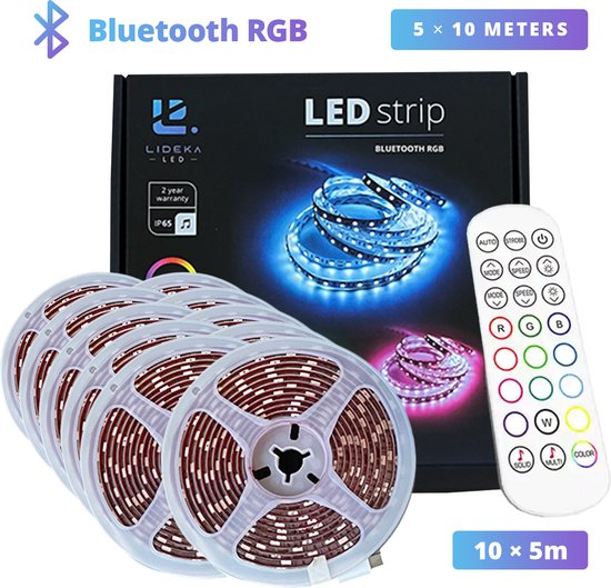 Lideka® – LED Strip 50 meter (10x5) – Bluetooth – met App Control – RGB - Met... | bol.com