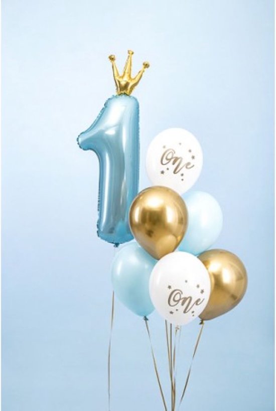 Cakesmash ballon set One XL blauw wit goud 7 delig - 1e - eerste ...