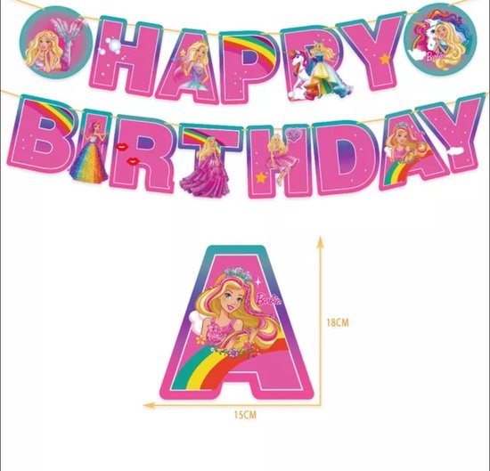 Barbie-Vlaggenlijn-Letterslinger-2.1mLang-HBD-Verjaardag-Themafeest ...