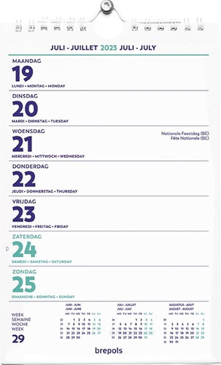 Brepols - Wand Weekkalender - 2023 - 4 Talig - 22x14 cm | bol