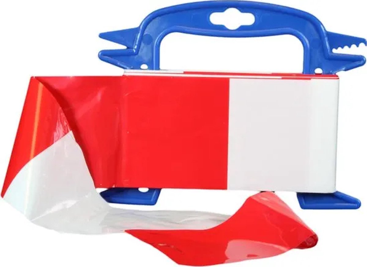 Afzetlint rood/wit met handhaspel 25 meter | bol