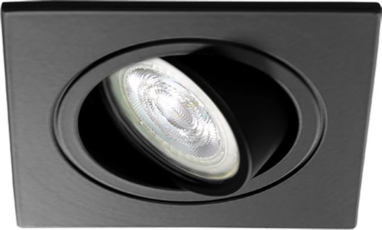 LED inbouwspot Cosmo -Vierkant Zwart -Warm Wit -Dimbaar -4W -Philips ...