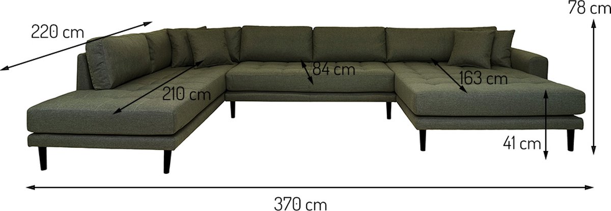 House Collection Hoekbank Milo U-Sofa met Open Rechtse Hoek Olijf Groen ...