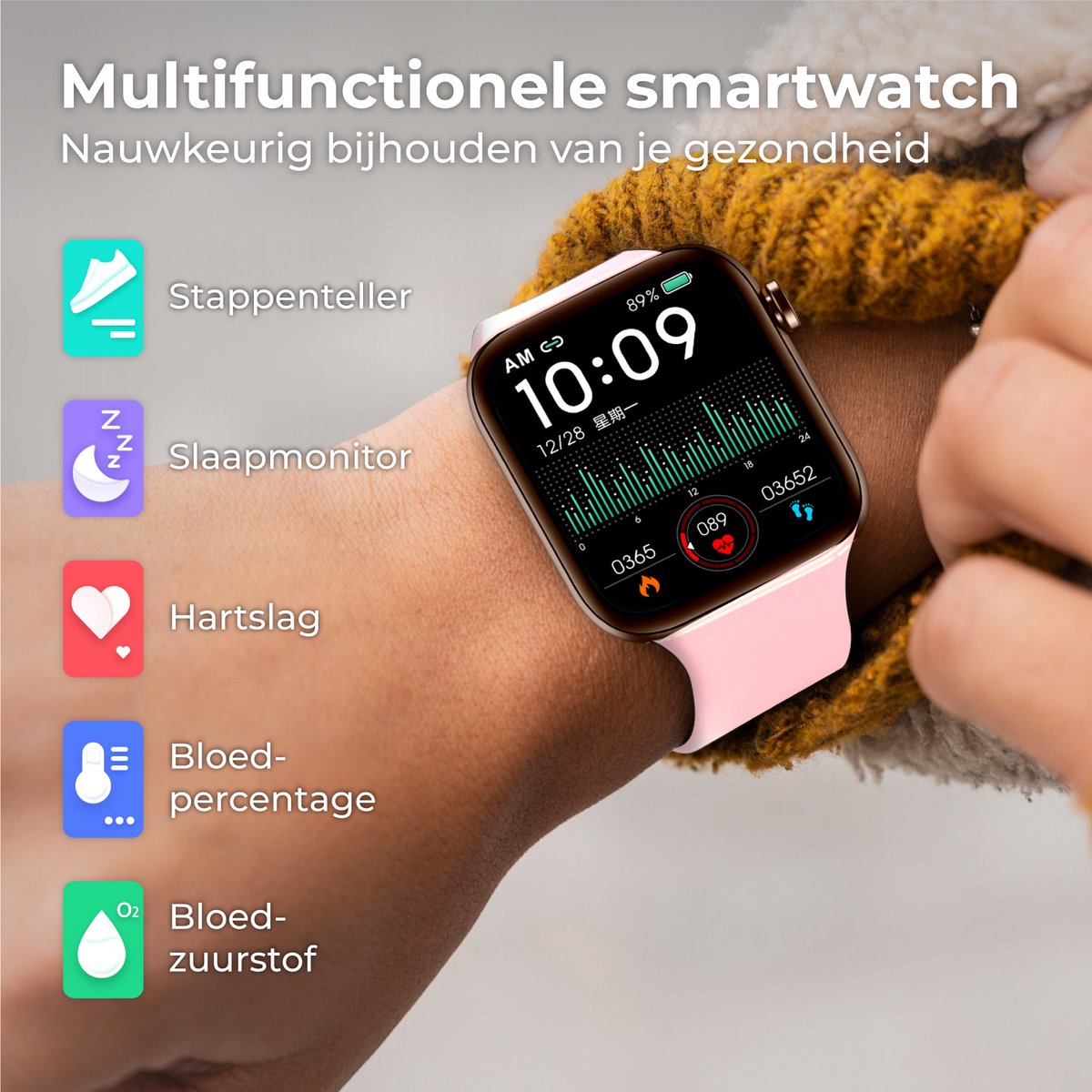 Nuvance - Luxe Smartwatch - voor Dames en Heren - Android en iOS - 43mm ...