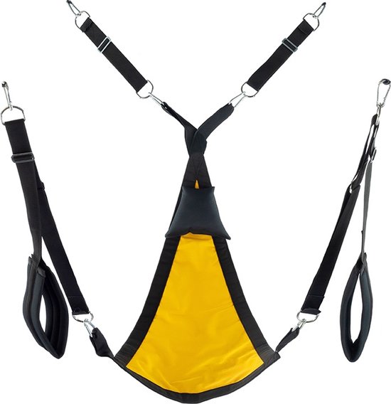Triangle canvas sling - 3 or 4 points - Full set - Yellow | bol.com
