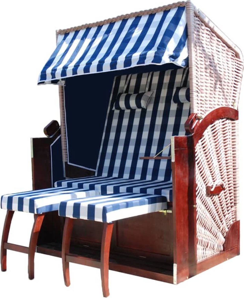 vidaXL Strandkorf Classic blauw-bruin 2 personen | bol.com