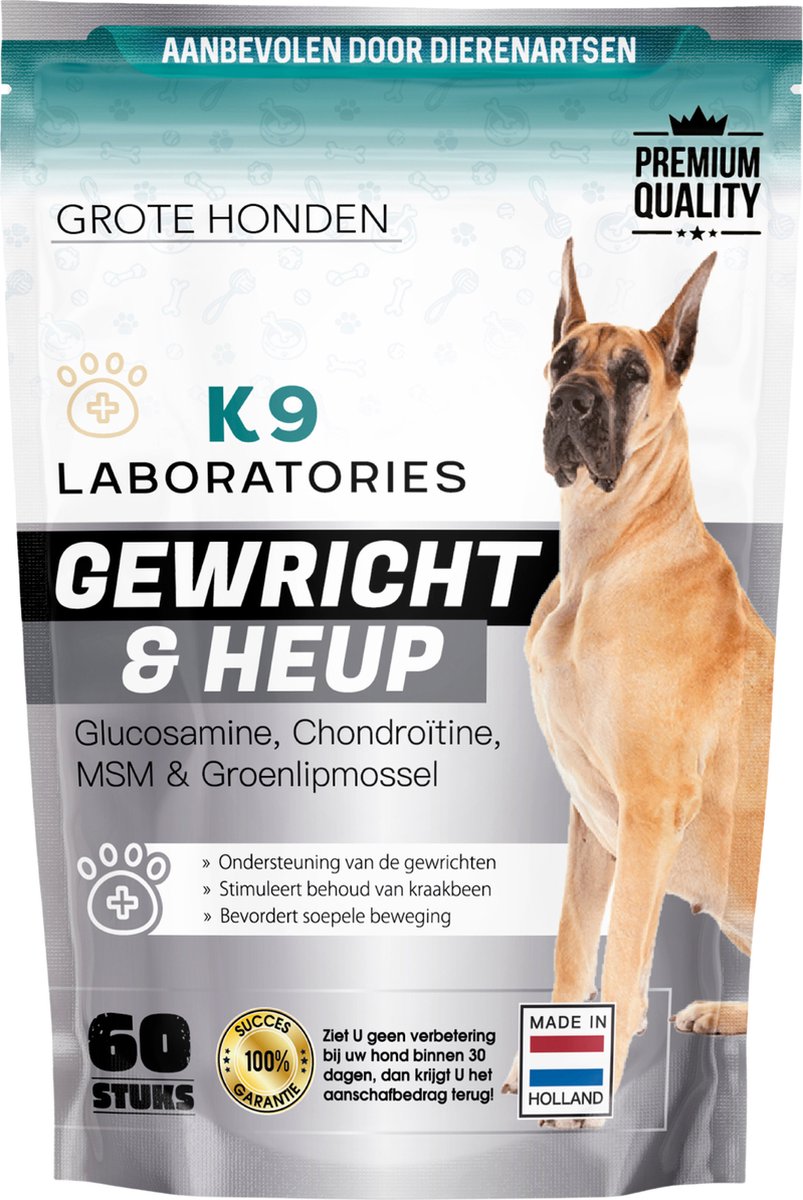 K9 Laboratories Gewricht & heup 40+ kg - 60 stuks - Voor grote honden ...