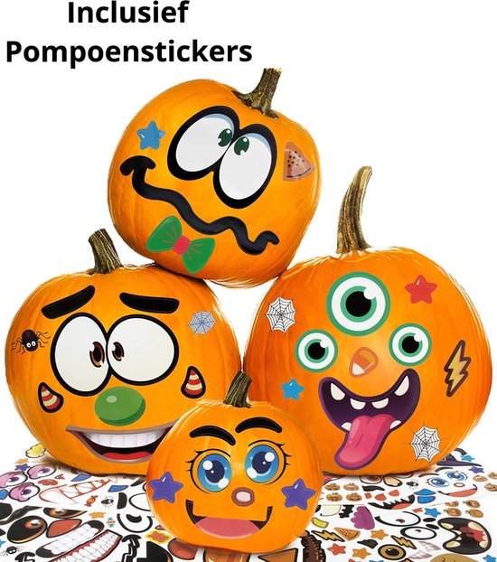 Pompoen snijset inclusief pompoen stickers uitsnijden uitsnijset ...