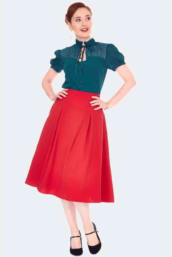 Voodoo Vixen - Red Retro Flare Rok - M - Rood | bol