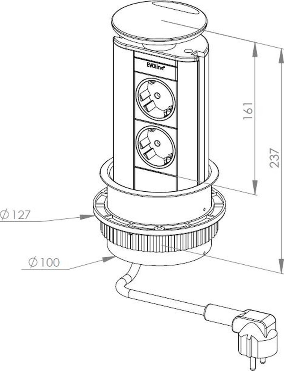 Evoline Port 2 stopcontacten, deksel zilvergrijs | bol