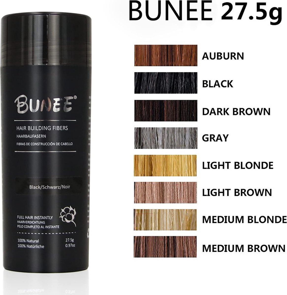 Bunee Hair Fiber Haarpoeder - Haarverdikker - 55 g - White | bol.com