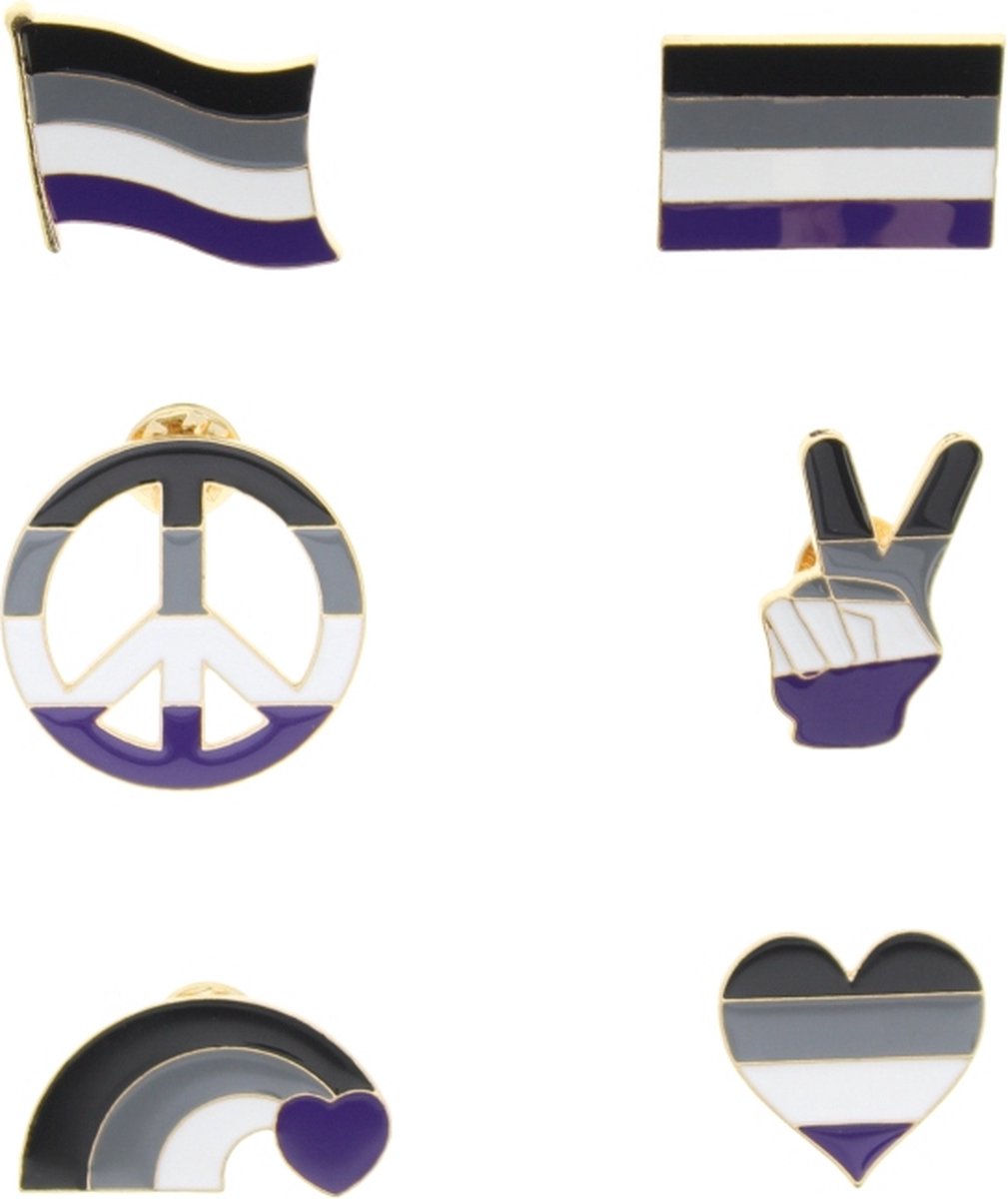 Zac's Alter Ego Pin Set of 6 Heavy Metal Asexual Equality Multicolours ...