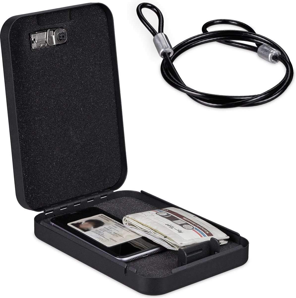 Relaxdays draagbare geldkluis - met cijferslot - mini kluis - vakantie ...