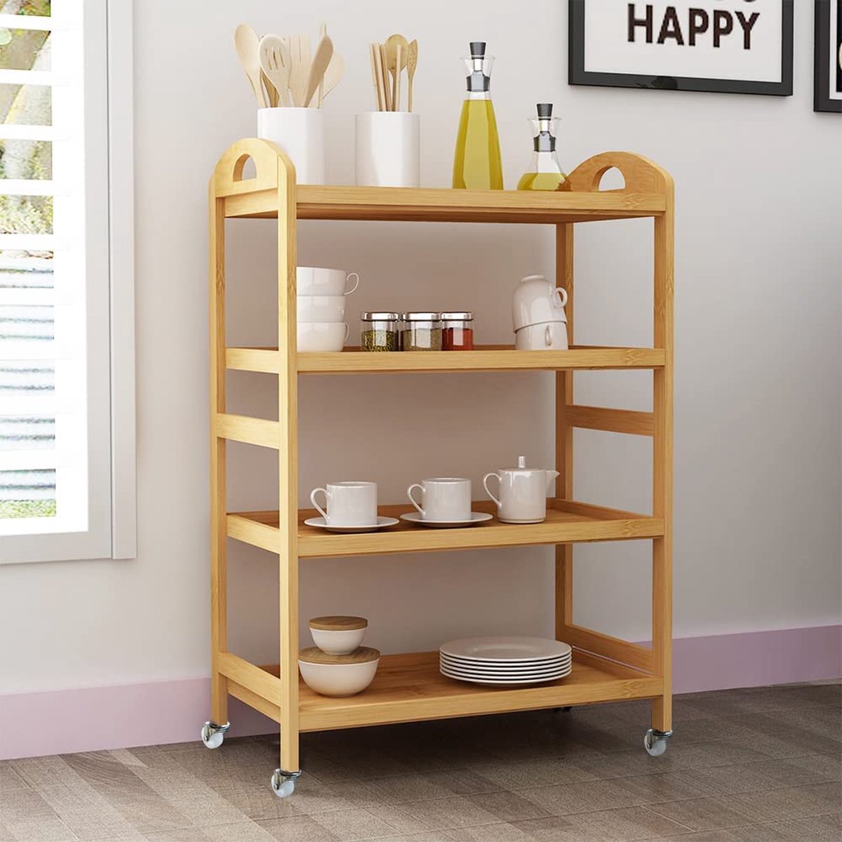 Premium Keukentrolley – keuken planken - Opberg Trolley op wielen – met ...