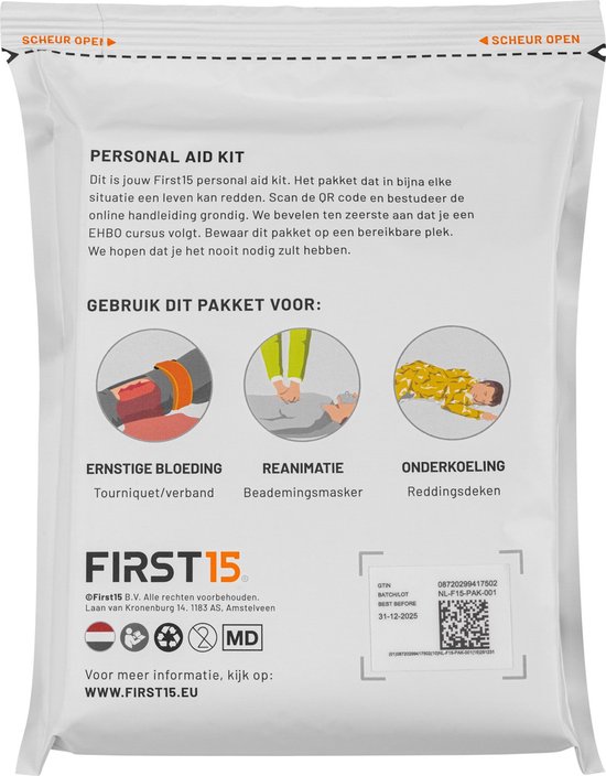 First15 EHBO trauma set - inclusief tourniquet - Ehbo / Bhv | bol