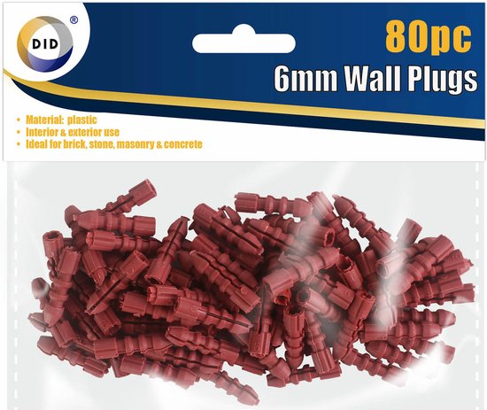 80x Pluggen/muurpluggen 6 mm - Muur pluggenset - Klussen | bol