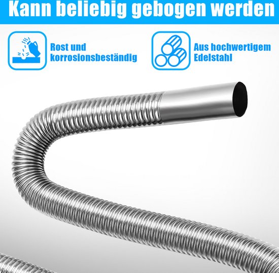Ventilatorkachel 300cm uitlaatpijp uitlaatslang Φ2,5cm met geluiddemper ...