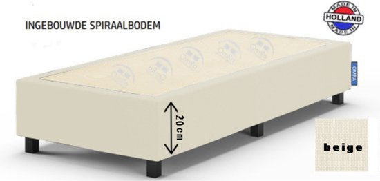 Omra - Hotel Boxspring - Harde onderstel - 80x200cm - Beige stof - 20cm ...