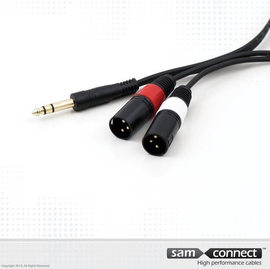 6.3 mm stereo J. naar 2x XLR kabel, 3 m, m/m, GP | Signaalkabel | sam ...