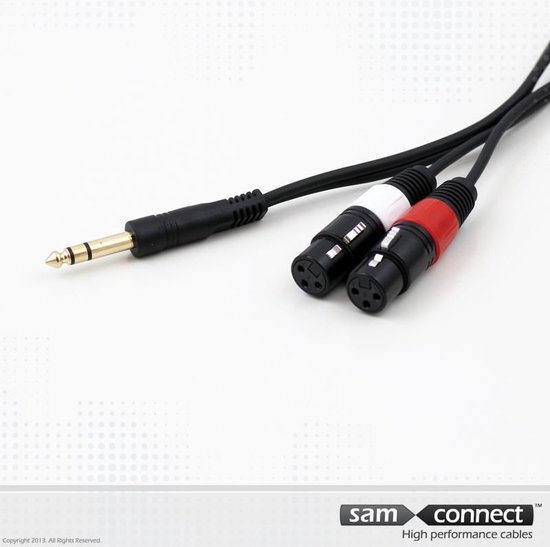 6.3 mm stereo J. naar 2x XLR kabel, 3 m, m/f, GP | Signaalkabel | sam ...
