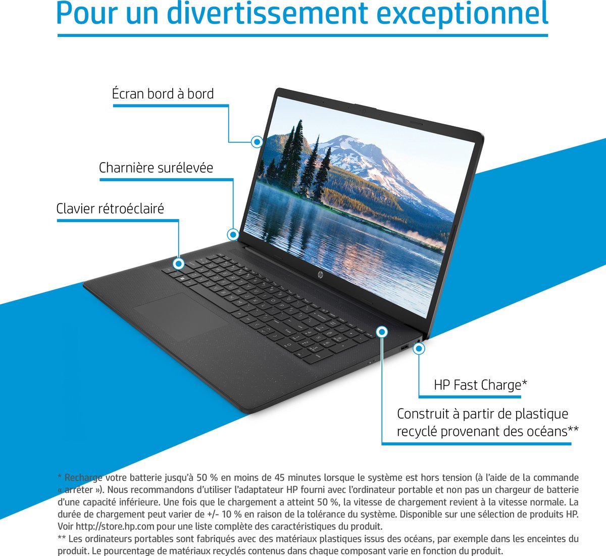 Notebook HP 17-CP0303NF Azerty French Silver 17,3" Ryzen 7 5700U 17 ...