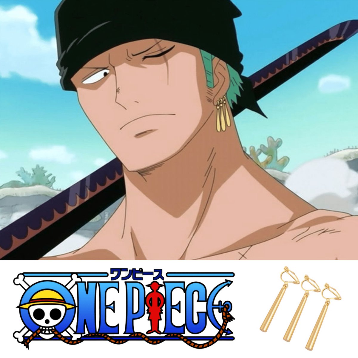 Zoro Clip On Oorbellen - Oorclips - Zoro - One Piece Oorbellen - One ...
