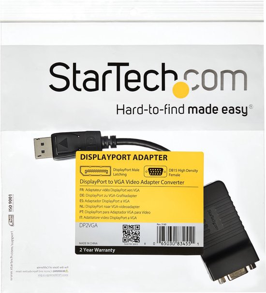 DisplayPort to VGA adapter Startech DP2VGA Black | bol