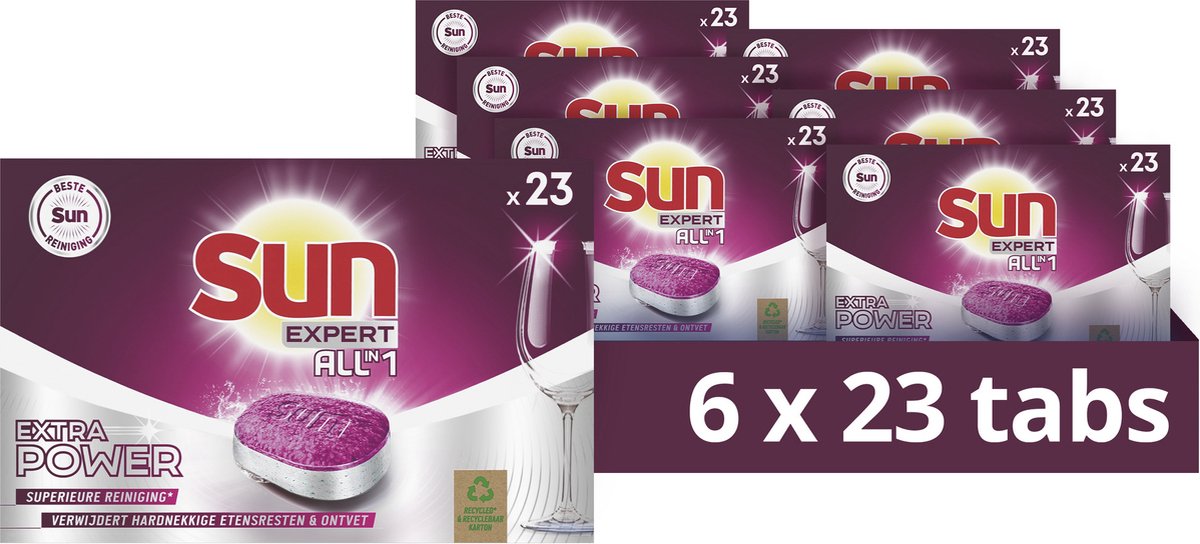 Sun Expert All-in 1 Vaatwastabletten - Extra Power - 6 x 23 tabletten ...