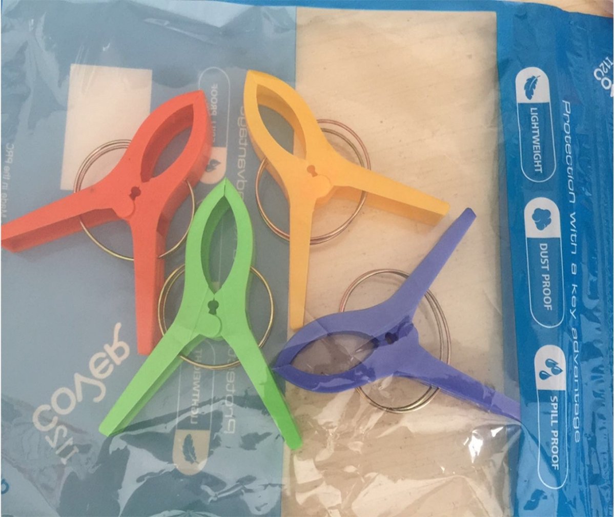 Set van 4 stuks grote plastic handdoeken knijpers, badlaken wasknijpers ...