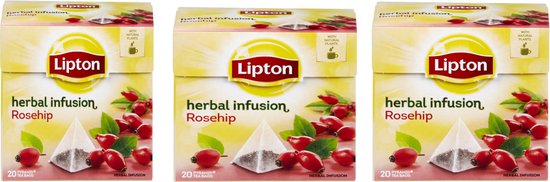 3x LIPTON - Herbal infusion roseship - 20 theezakjes | bol