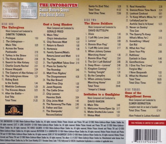 Unforgiven -Classic United Artists Western Scores (OST)(3CD), Original ...