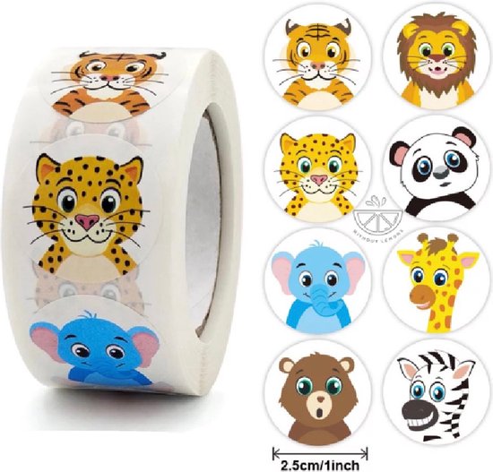 Without Lemons Beloningsstickers Dierentuin dieren 500 stuks ...