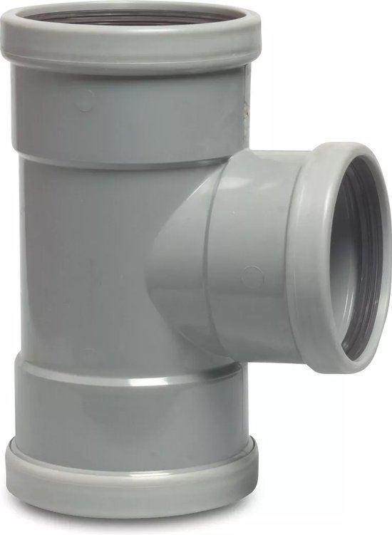 T-stuk 87° PVC-U 160 mm x 125 mm x 160 mm SN4 manchet grijs KOMO/BENOR | bol