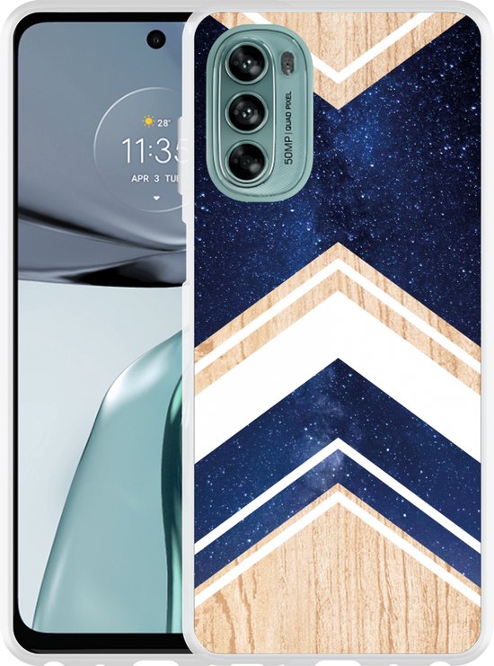 Cazy Hoesje geschikt voor Motorola Moto G62 5G - Space wood | bol