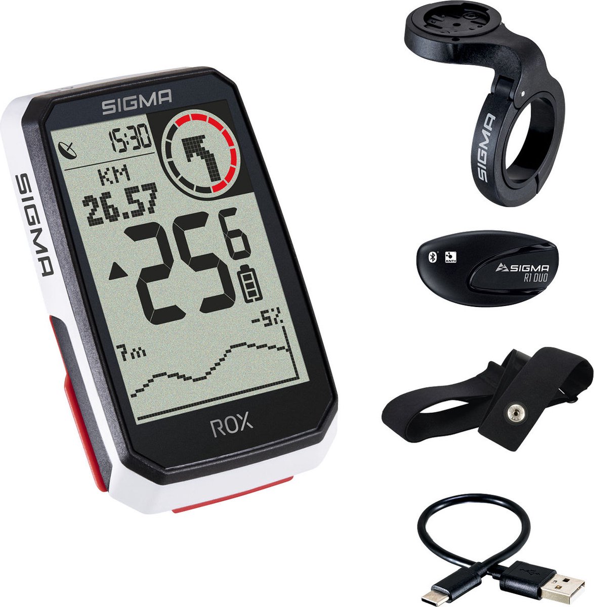 GPS Fietscomputer Sigma ROX 4.0 GPS HR set met overclamp Butler ...