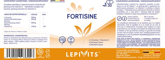 Fortisine | 30 plantaardige capsules | Ondersteunt mentale en fysieke ...