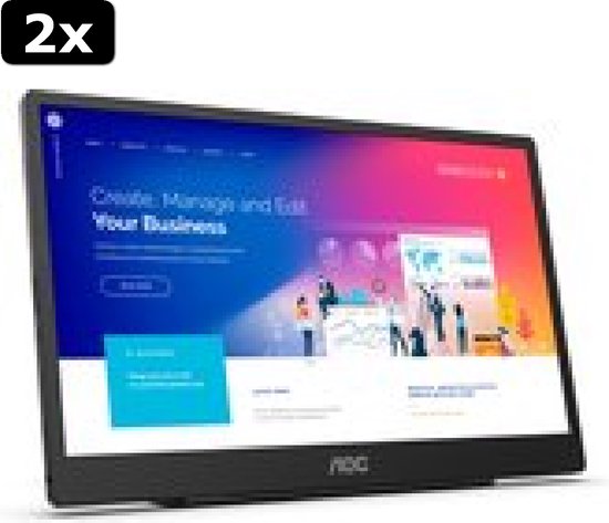 2x AOC 16T2 - Full HD IPS Portable Touch Screen USB-C Monitor ...