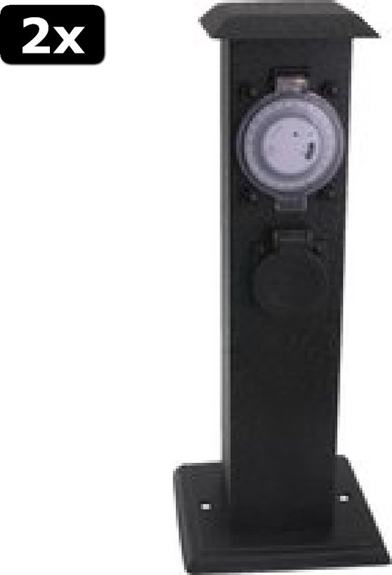 2x Exin Tuinpaal met timer en 3 randaarde stopcontacten IP44 | bol.com