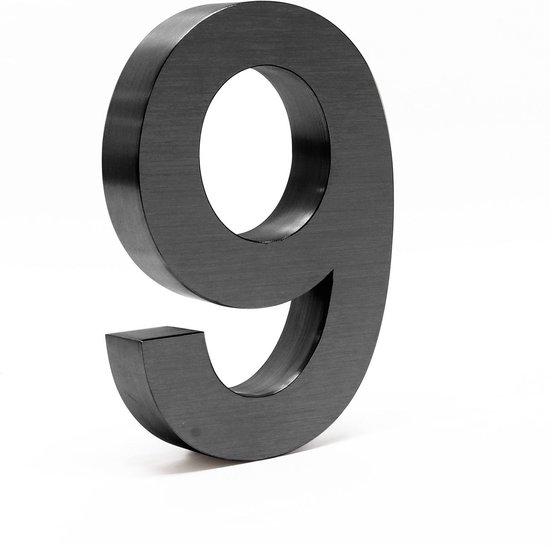 3D huisnummer '9' antraciet 20 cm arial roestvrij en weerbestendig | bol