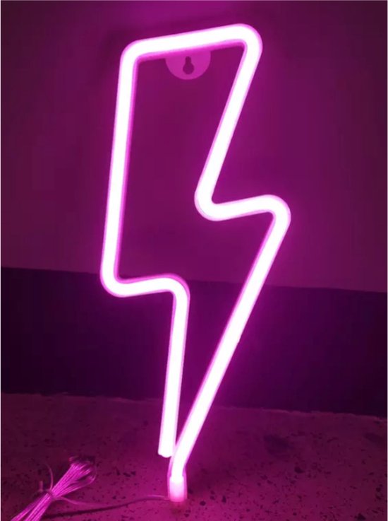Neon lamp bliksem- Roze- Nachtlamp- Neon wandlamp- Neon verlichting ...