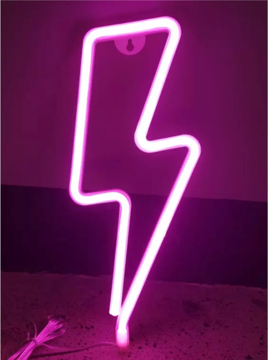 Neon lamp bliksem- Roze- Nachtlamp- Neon wandlamp- Neon verlichting ...