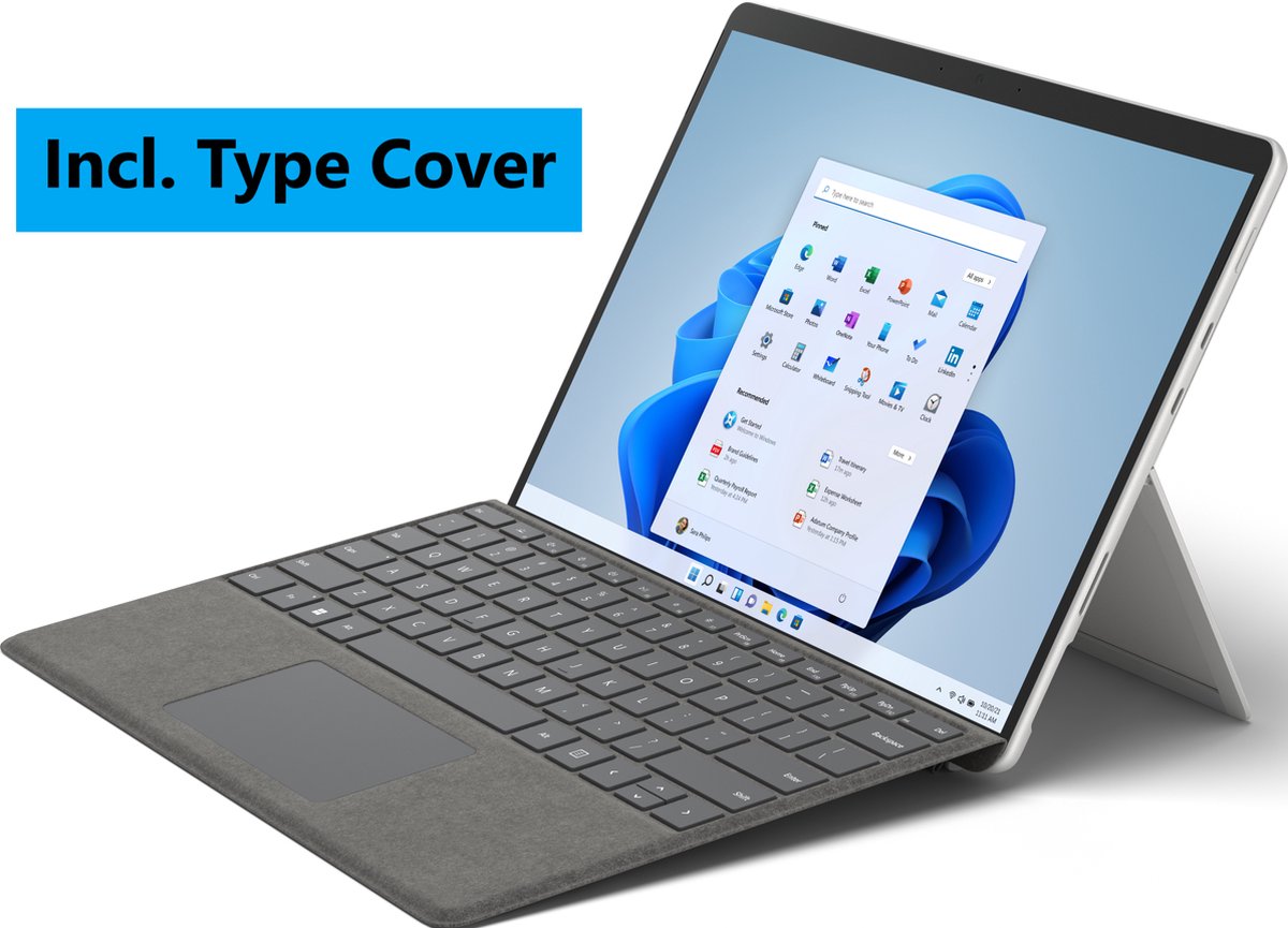 Microsoft Surface Pro 8 Platinum - i5/8GB/128GB SSD - Bundel met Surface Type Cover... | bol.com