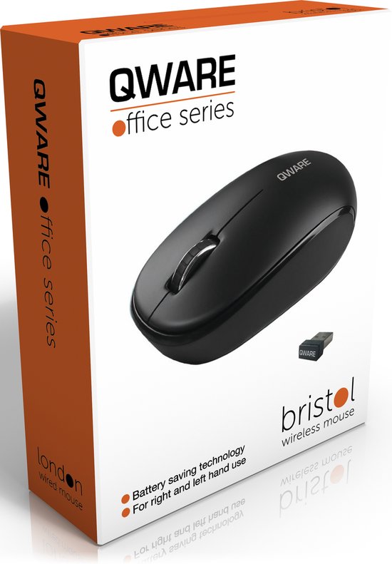 Qware Office - Muis - Draadloos - Bristol - Zwart - 1200 DPI | bol.com
