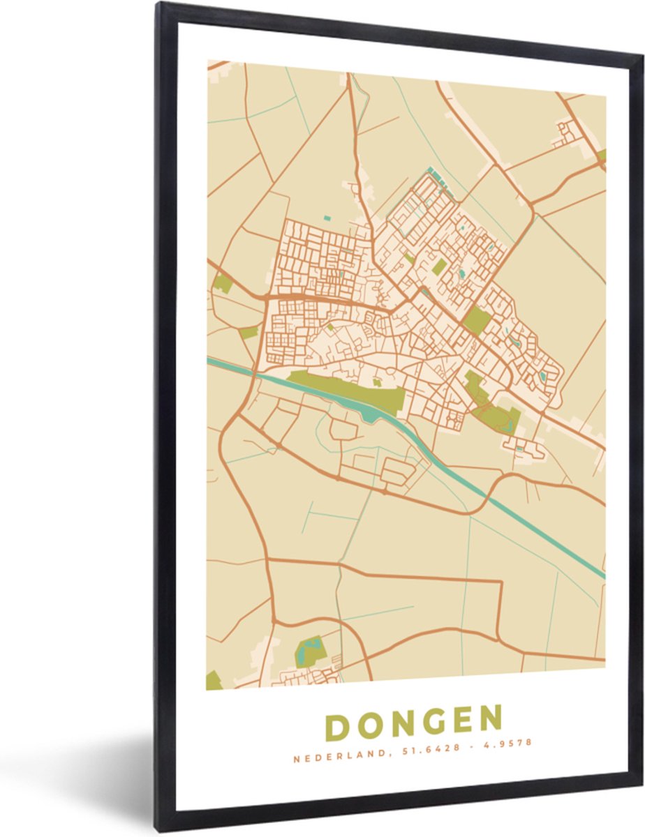 Fotolijst incl. Poster - Dongen - Kaart - Plattegrond - Stadskaart ...