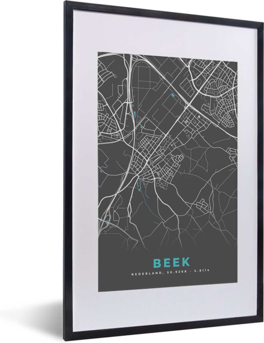 Fotolijst incl. Poster - Plattegrond - Beek - Kaart - Stadskaart ...
