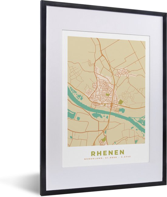 Fotolijst incl. Poster - Plattegrond - Rhenen - Stadskaart - Kaart ...