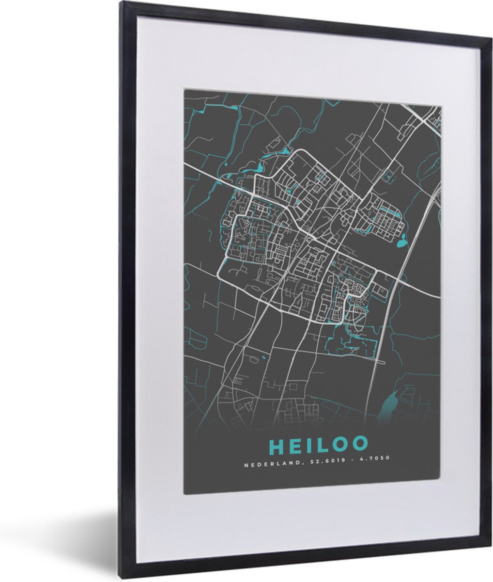 Fotolijst incl. Poster - Heiloo - Stadskaart - Kaart - Plattegrond ...